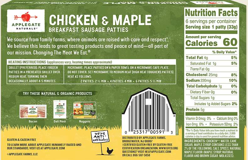 Products - Breakfast Sausage - Natural Chicken and Maple Breakfast Sausage Patties - Applegate